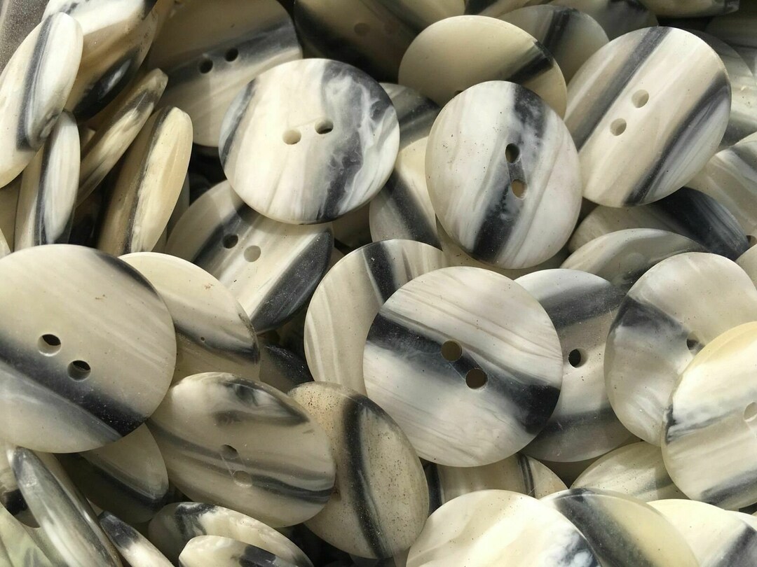 Vintage Faux Horn Button, Round, Shades of Cream, Grey, White, Black ...