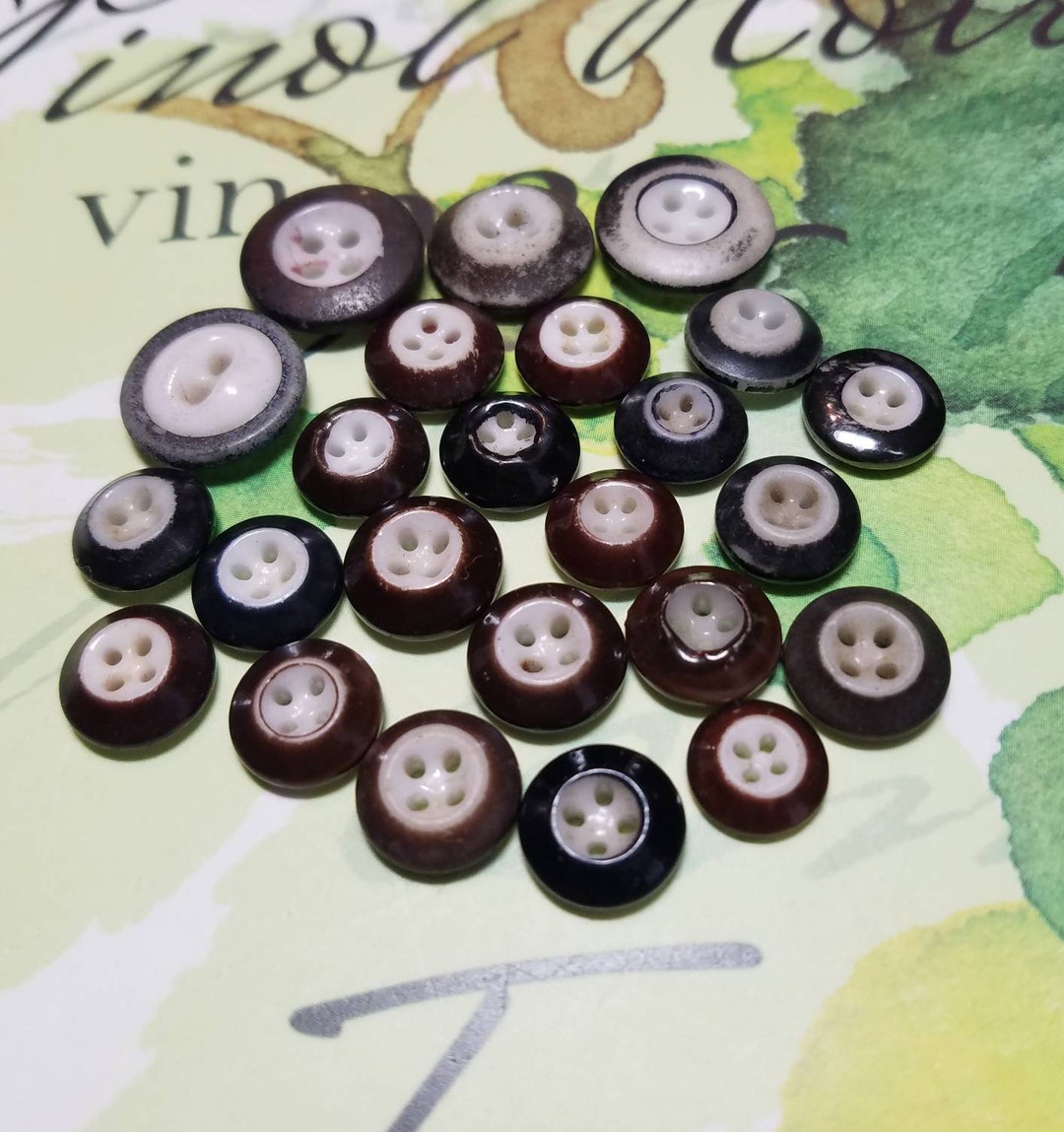 Antique China Buttons, Black, Grey, Brown, Ink Well, Mixed Lot, China ...