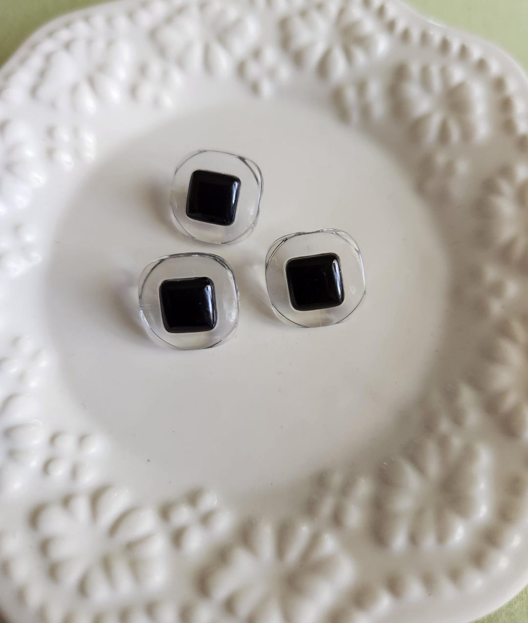 Vintage Black & Clear Square Buttons: 1980s Plastic Lot of 3 - Etsy