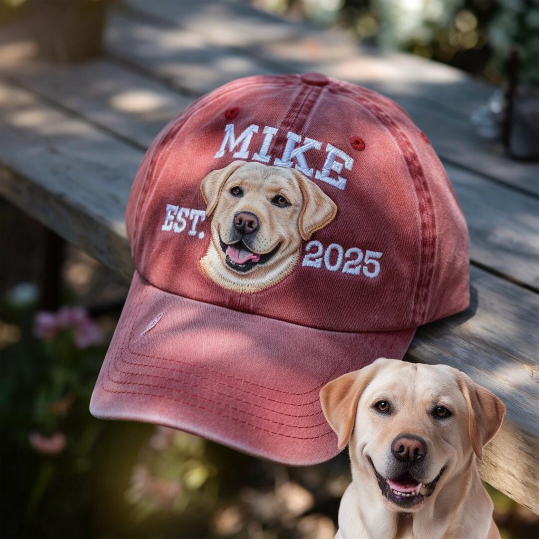 Custom Embroidered Pet Photo Hat, Personalized Dog Cat Hat - Etsy