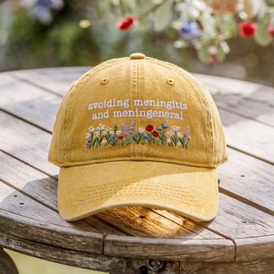 Funny Adult Humor Floral Hat, Meningitis & Meningeneral Cap , Meme Cap ...