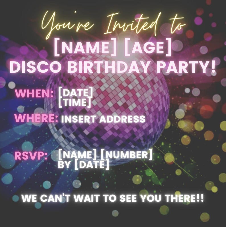 Disco Birthday Invitation - Etsy
