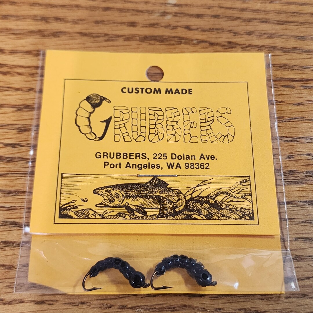 Black Rubber Grub Fly Lure - Trout, Panfish, Crappie, Ice Fishing ...