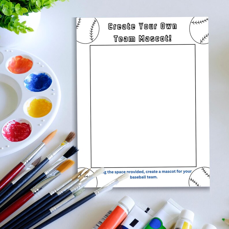 Baseball Mascot Coloring Page: Printable Kids Sports Activity (instant ...
