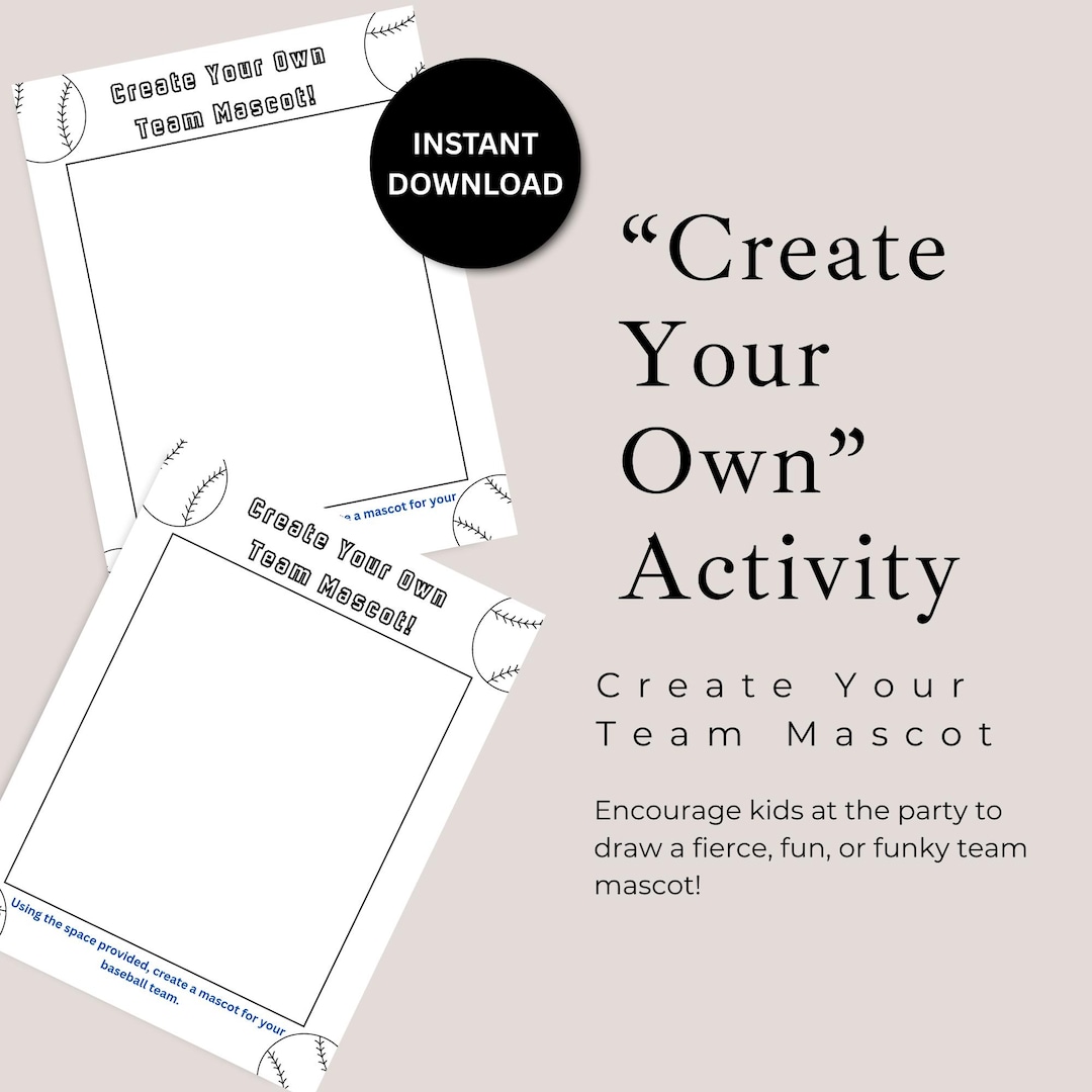 Baseball Mascot Coloring Page: Printable Kids Sports Activity (instant ...