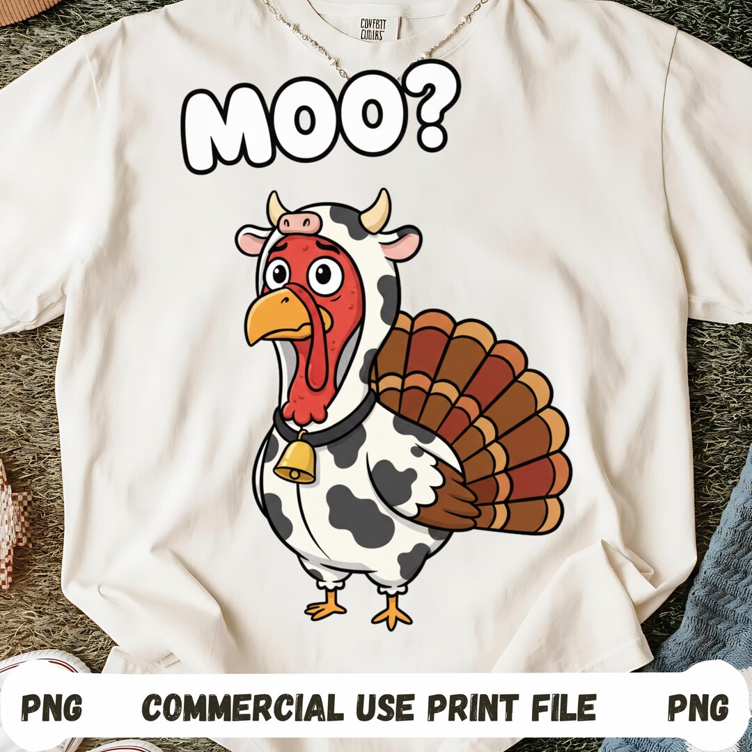 Funny Turkey Cow Costume PNG, Thanksgiving Farm Animal Humor Clipart ...
