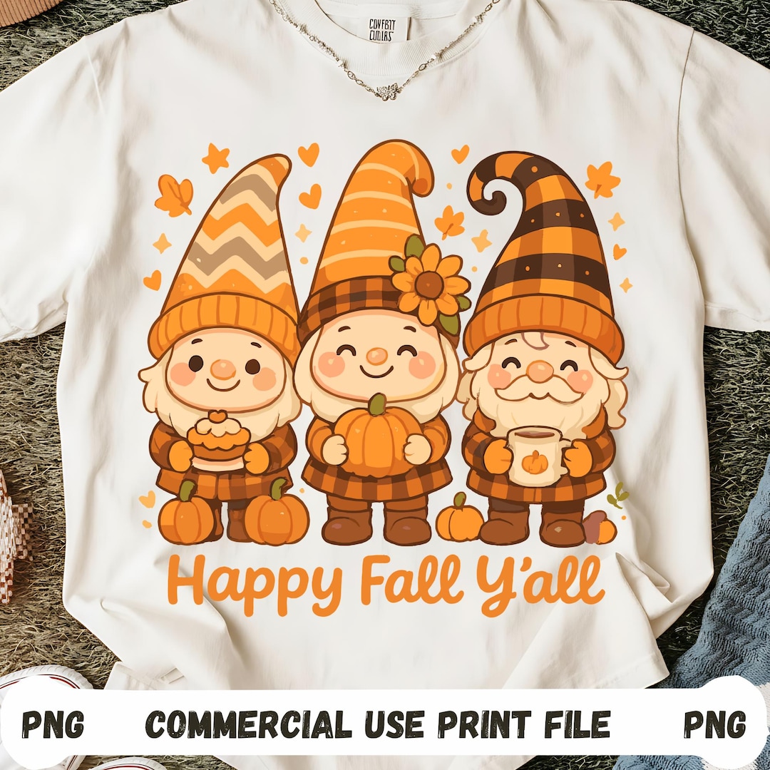 Cute Fall Gnomes Sublimation PNG Bundle, Autumn Pumpkin Gnome Clipart ...