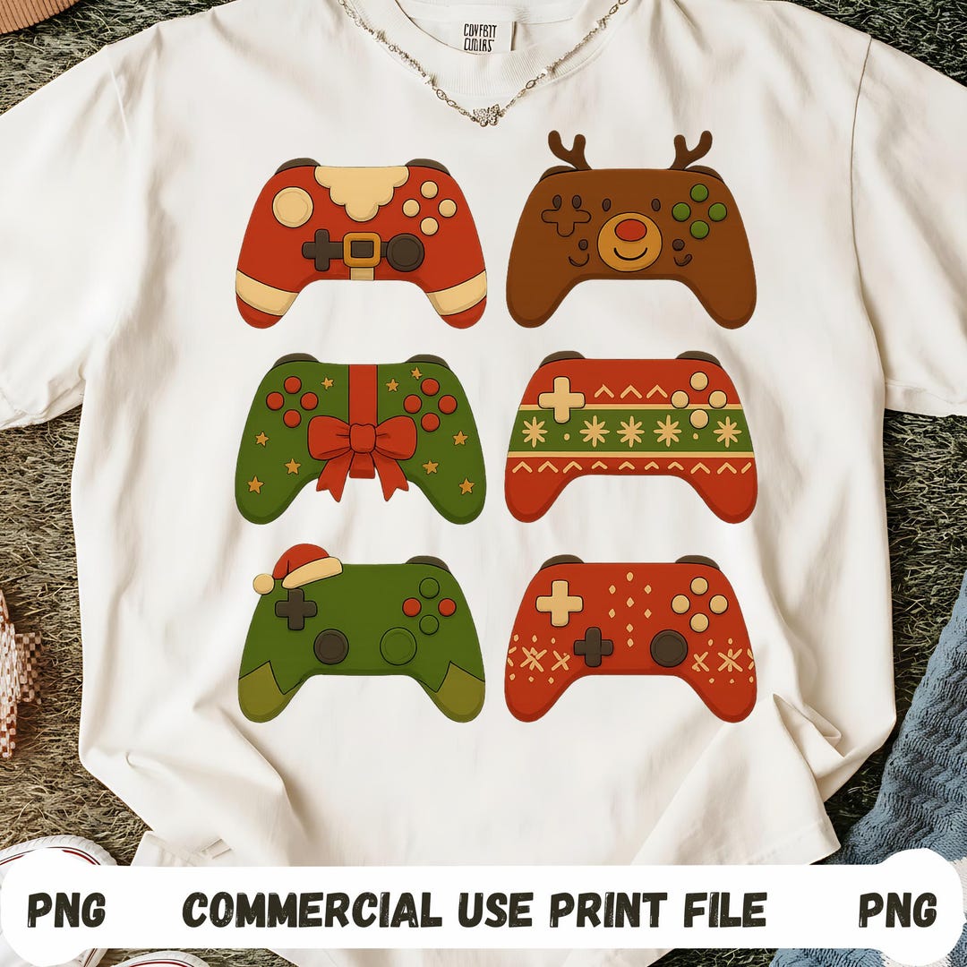 Christmas Game Controller PNG Bundle, Holiday Gamer Sublimation Clipart ...