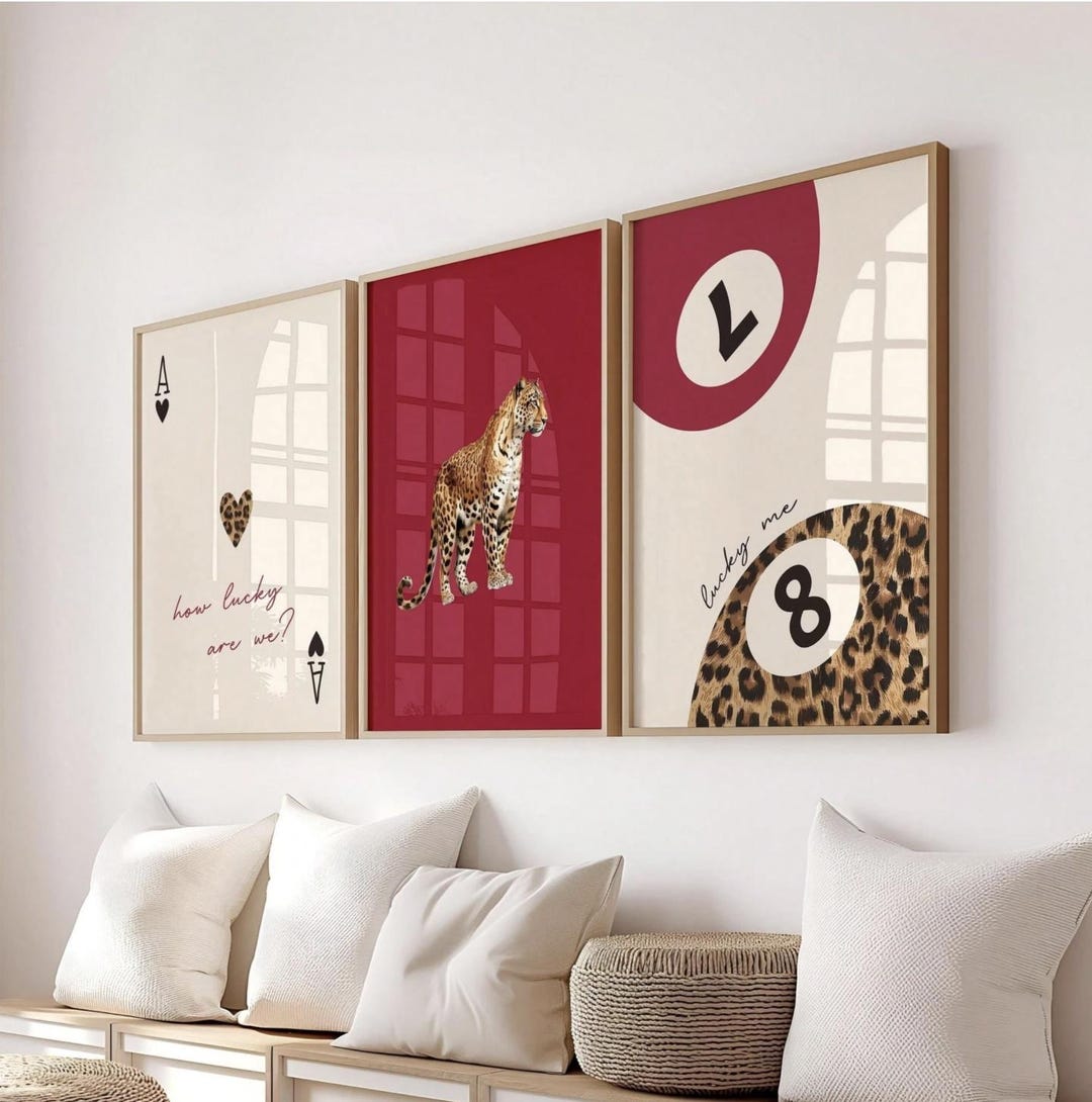 3pc Red Leopard/cheetah Wall Art; Digital Print - Etsy