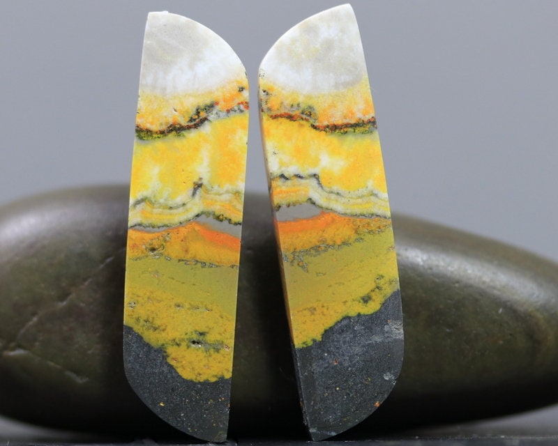 Gemstones Craft Supplies & Tools CLEARANCE Pair Bumblebee Agate ...