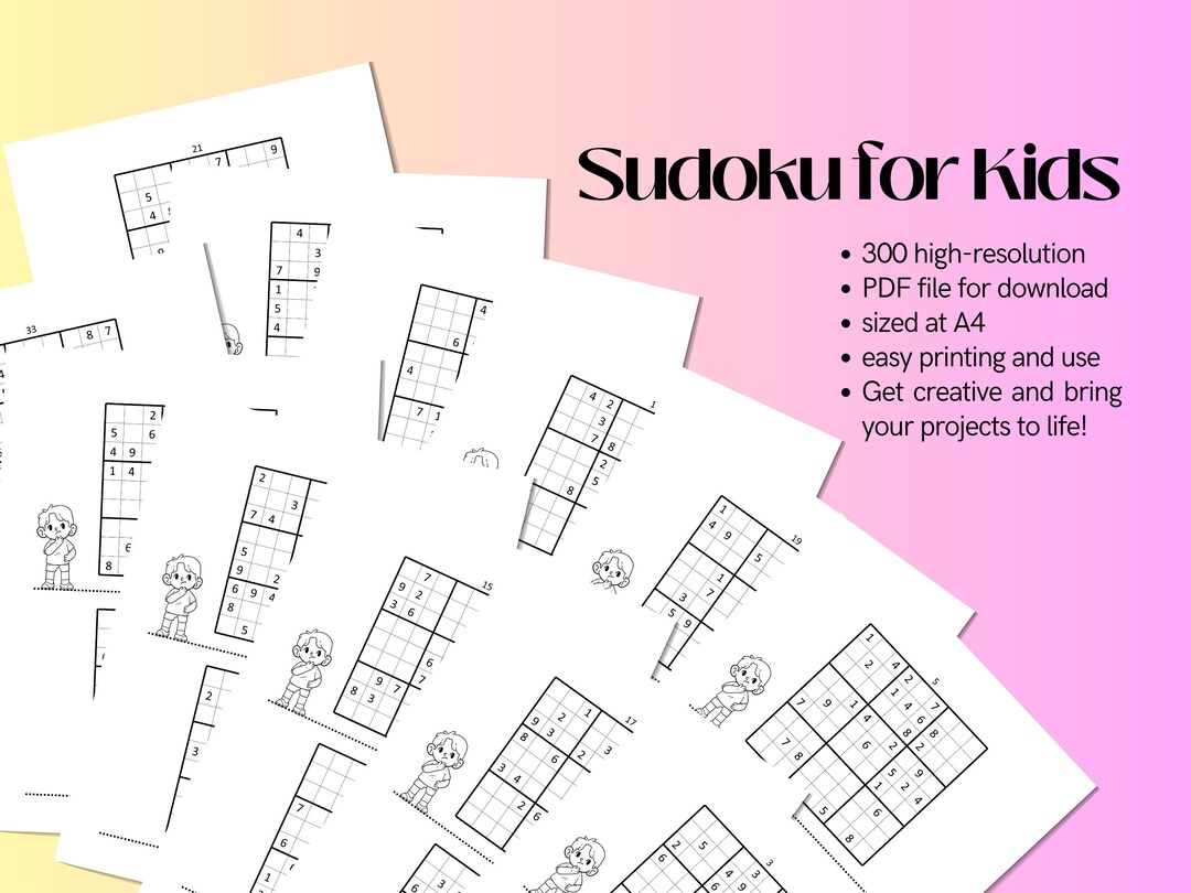 200 Sudoku for Kids| Printable Sudoku Book | Digital Puzzle PDF - Etsy