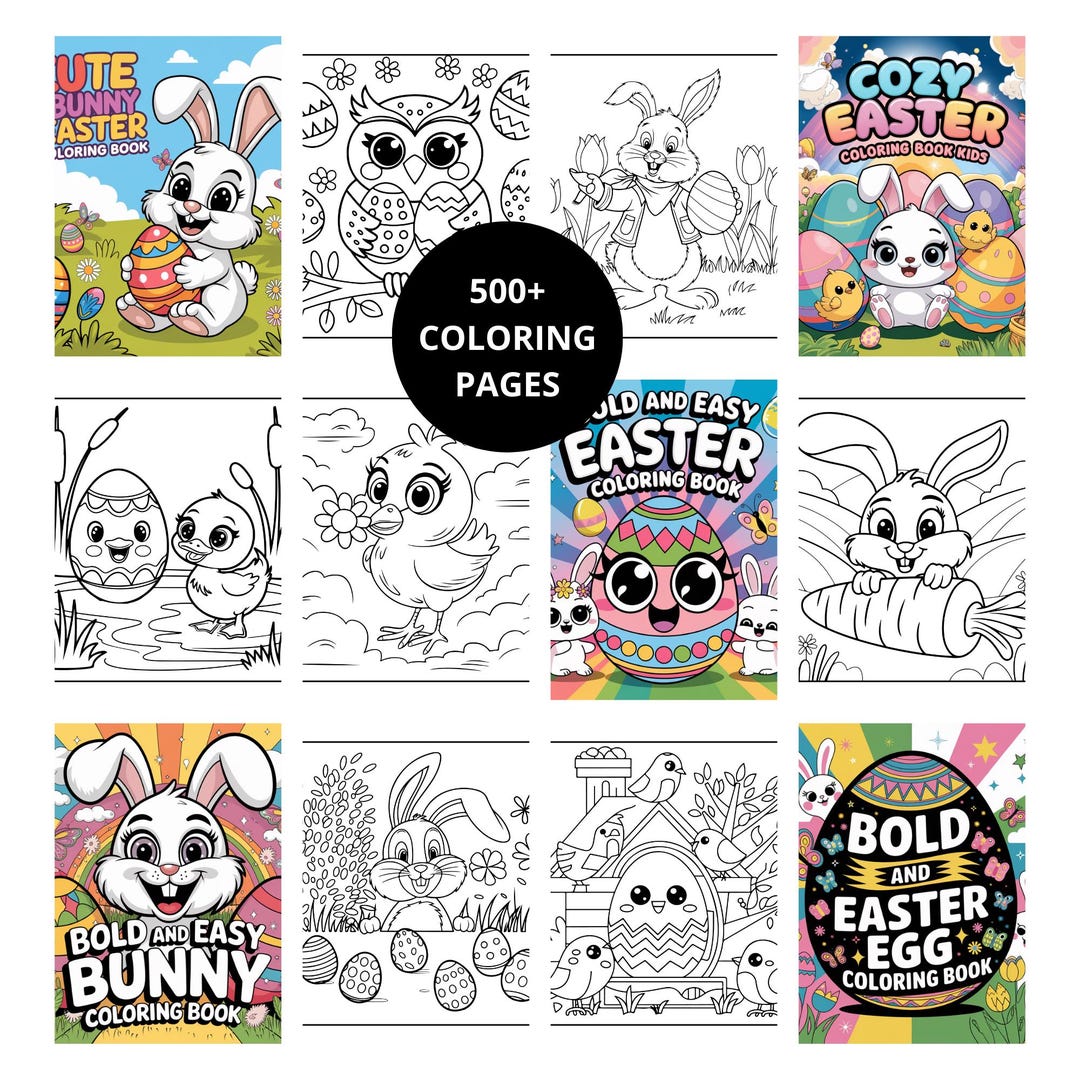 500+ Easter Bunny & Egg Coloring Pages for Kids – Printable PDF Book ...