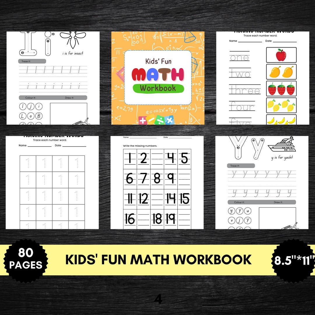 Kids Fun Math Workbook| Printable Workbook | Digital Download PDF - Etsy
