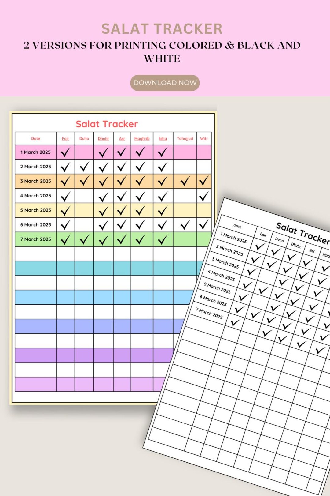 Printable Prayer Tracker, Islamic Salah Tracker, Salah Tracker ...