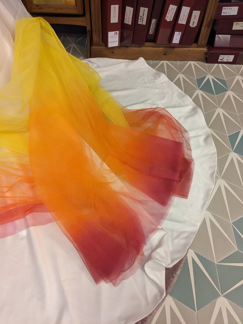 Citrus Sunrise Dip Dye Tulle Overskirt, Made to Measure Wedding Dress ...
