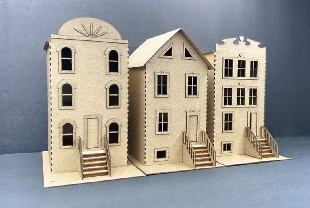 Putz Brownstone Kit - 3 Pre-cut Buildings - Ships From USA - Etsy