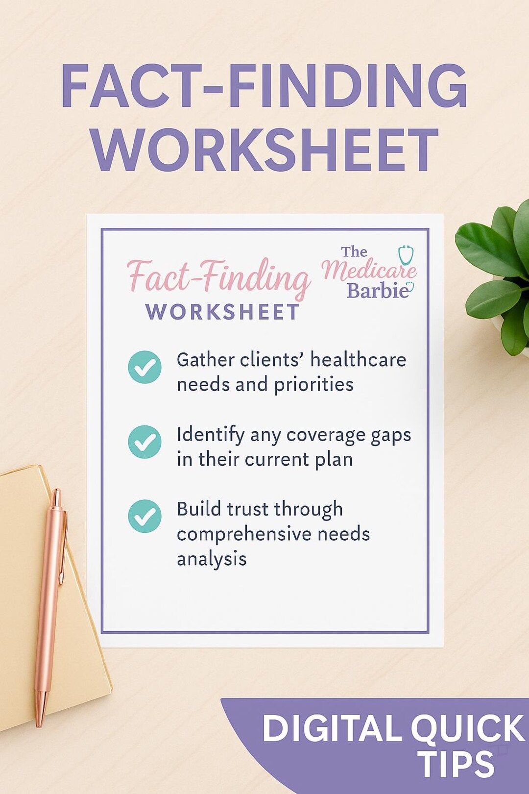 Medicare Fact-finding Worksheet for Agents | Telesales Sales Sheet Pdf ...