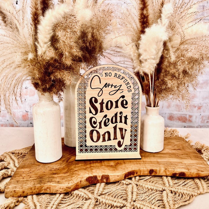 Store Credit Only Arched Retro Sign SVG Laser Cut File, Rattan Arch ...