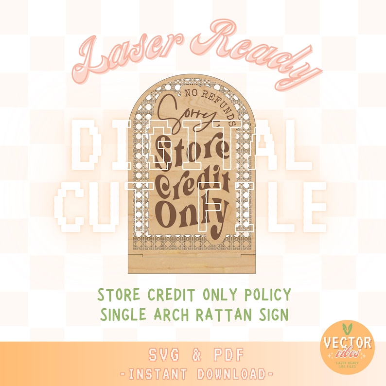 Store Credit Only Arched Retro Sign SVG Laser Cut File, Rattan Arch ...