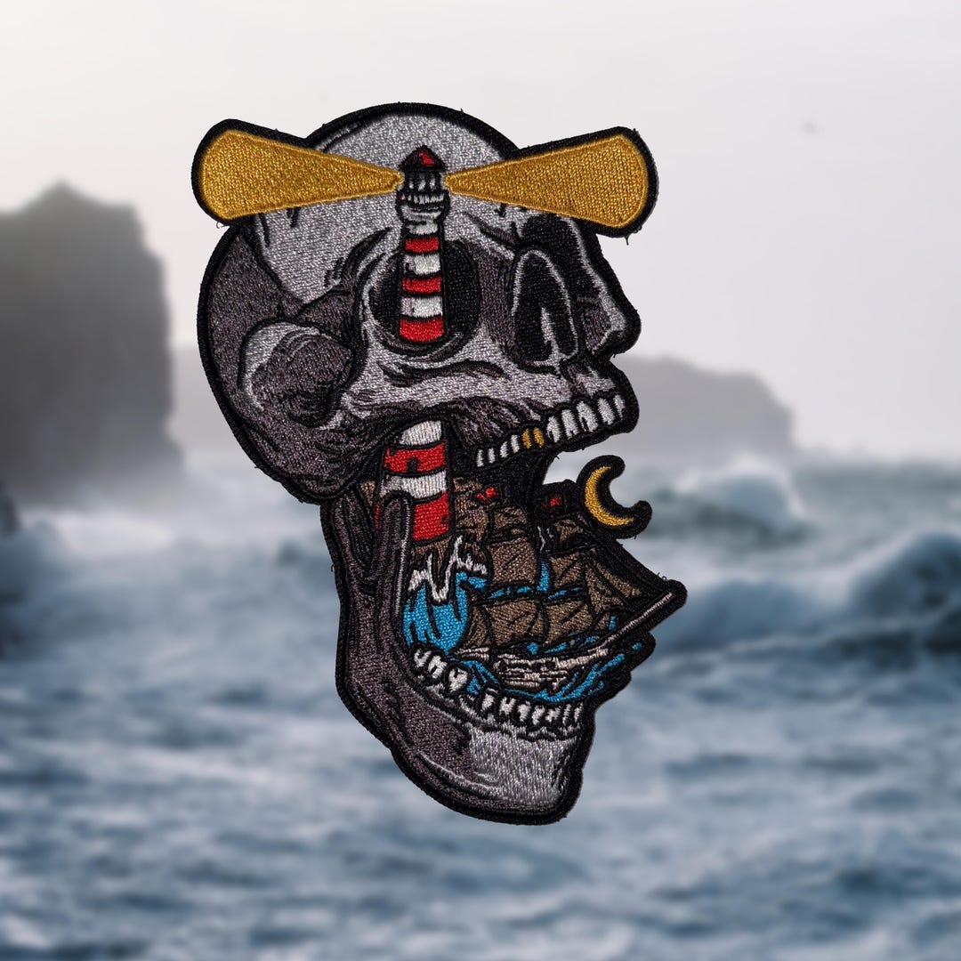 Skull Lighthouse Pirate Velcro Patch – Embroidered Patch With Skull ...