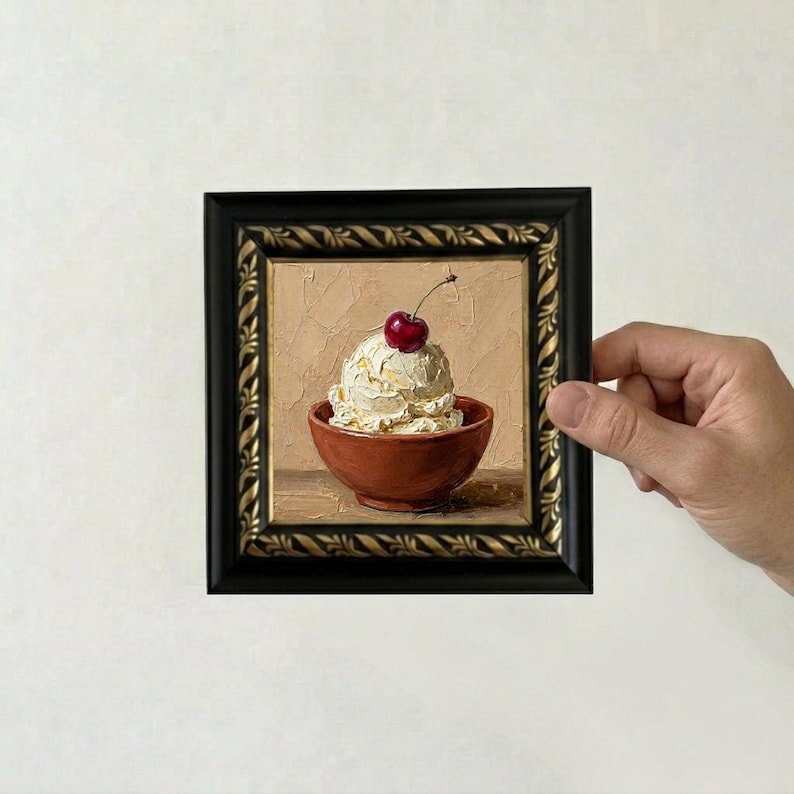 Ice Cream Oil Painting, Small Framed Canvas Art - Etsy