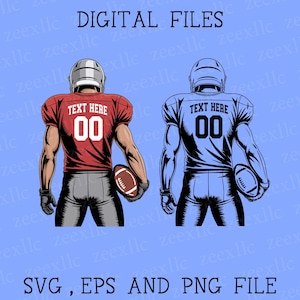 Custom Football Player SVG: Personalized Name & Number (digital ...
