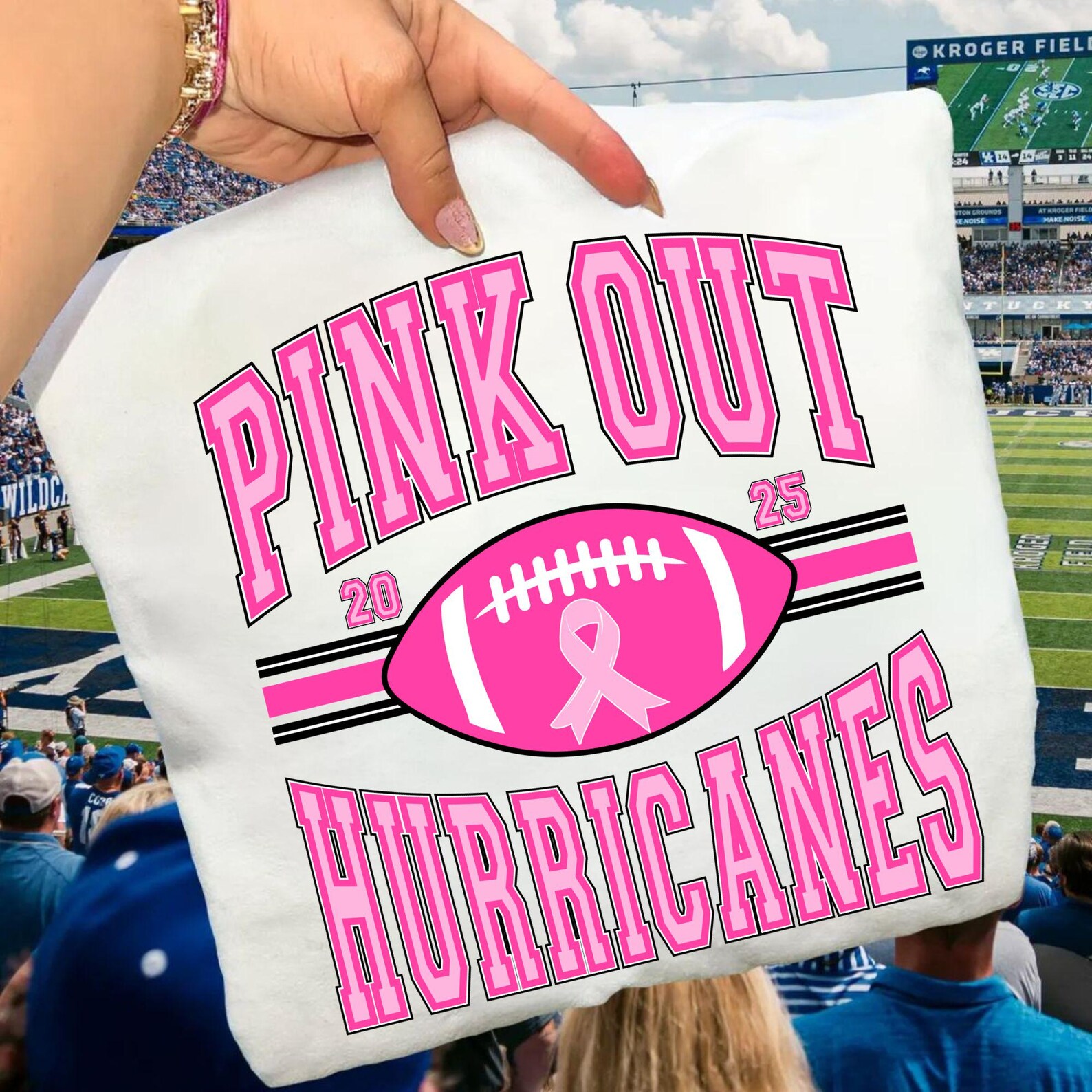 Pink Out Hurricanes Png, Breast Cancer Awareness Game Day Png, School ...