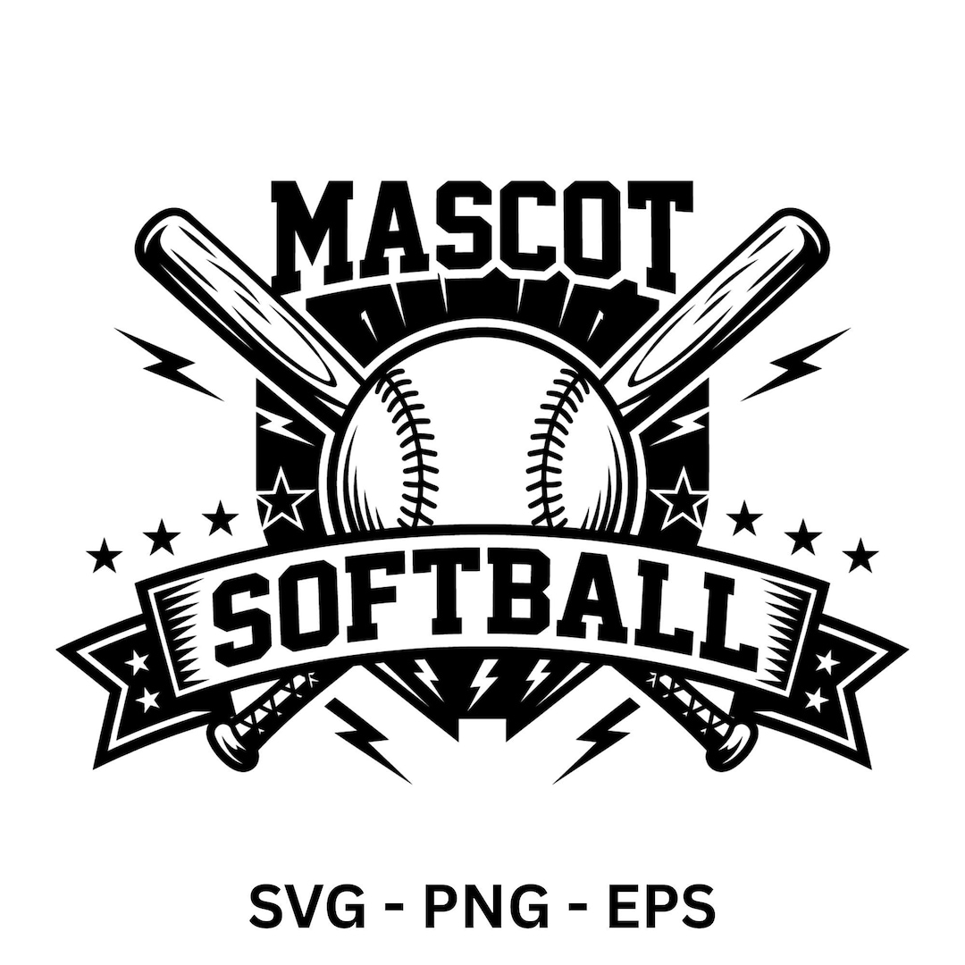 Softball Team Maskottchen svg png, Baseballschläger Ball Emblem ...