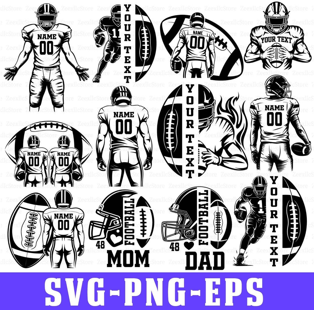 Custom Football Player SVG Bundle (editable) - Etsy