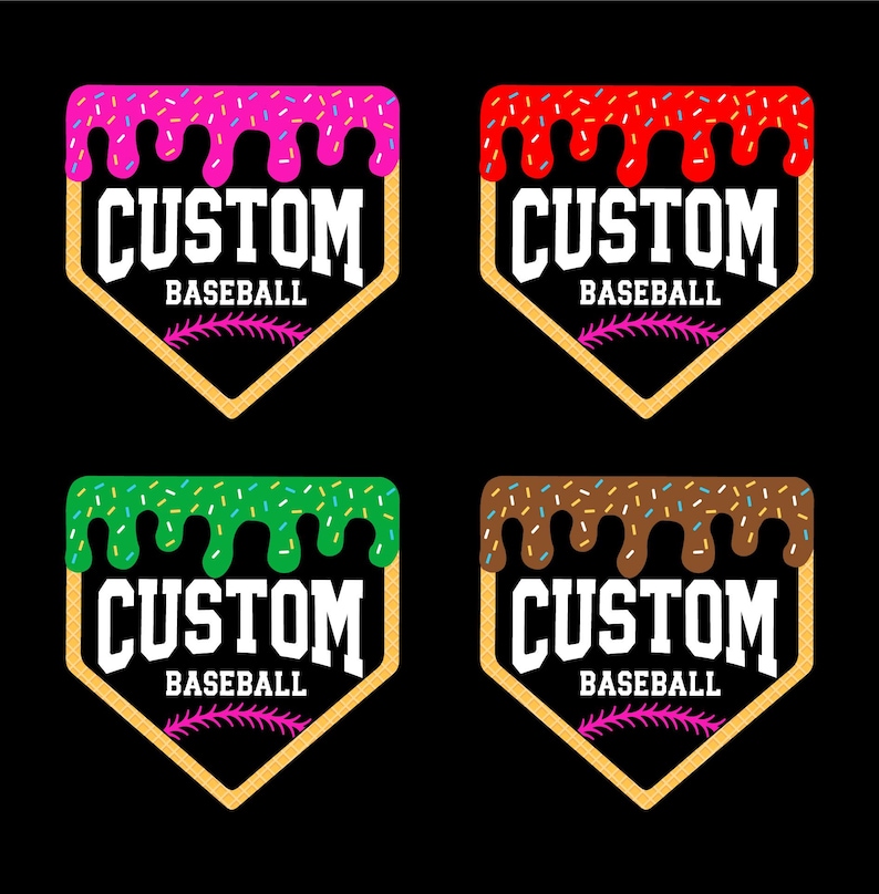Personalize Ice Cream Drip Baseball Png, Mascot, Baseball Season, Home ...