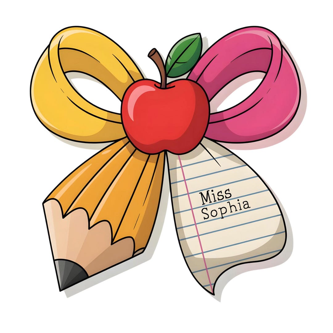 Teacher Pencil Paper Bow Png File, Can Be Personalized With Teachers ...