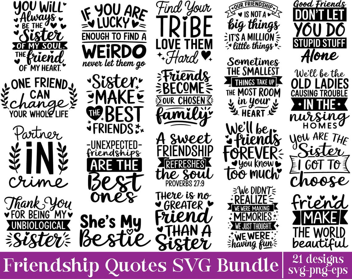 Best Friends Svg Bundle, Friendship Quotes Svg, Friendship Svg, Besties ...