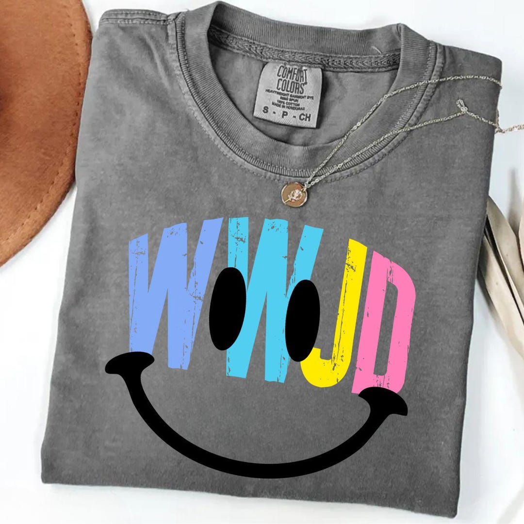 WWJD Smiley Face Retro PNG: Christian T-shirt Design (digital Download ...