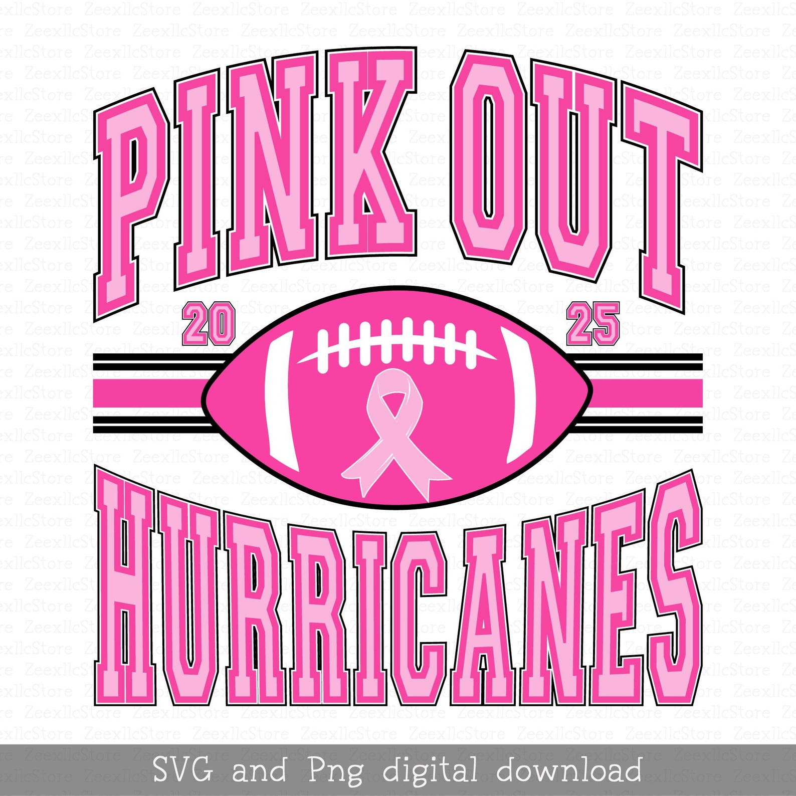 Pink Out Hurricanes Png, Breast Cancer Awareness Game Day Png, School ...