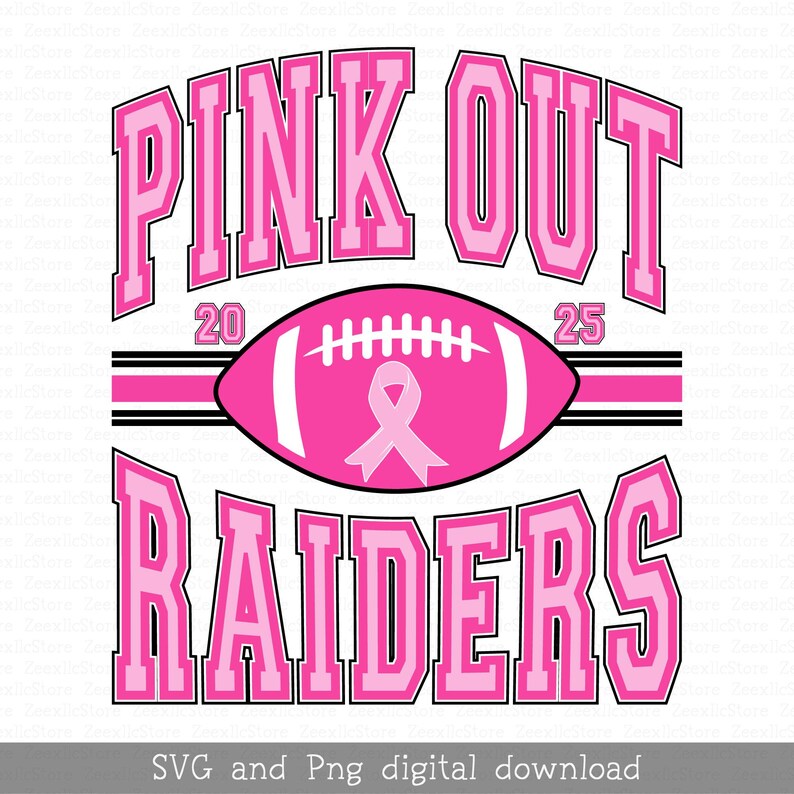Pink Out Raiders Png, Breast Cancer Awareness Game Day Png, School ...
