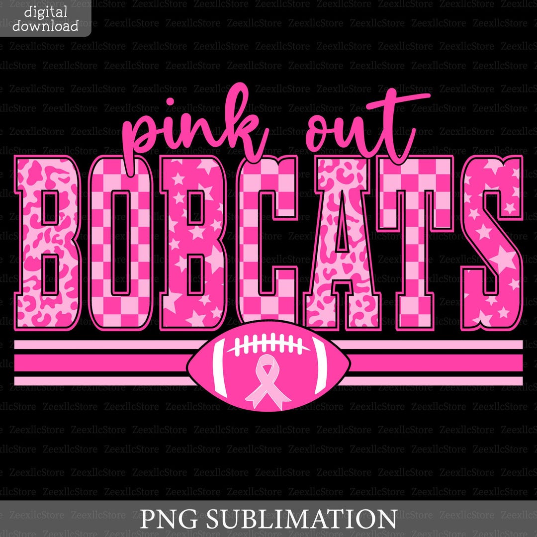 Pink Out Bobcats Png, Football Pink Out Png, Breast Cancer Awareness ...