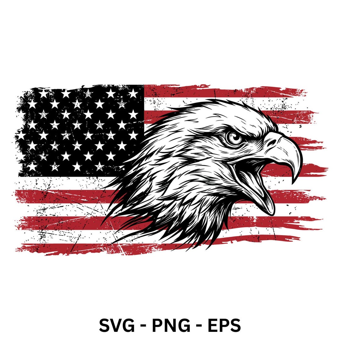 Eagle Head Us Flag Svg Png, American Flag Eagle Svg, 4th of July Svg ...