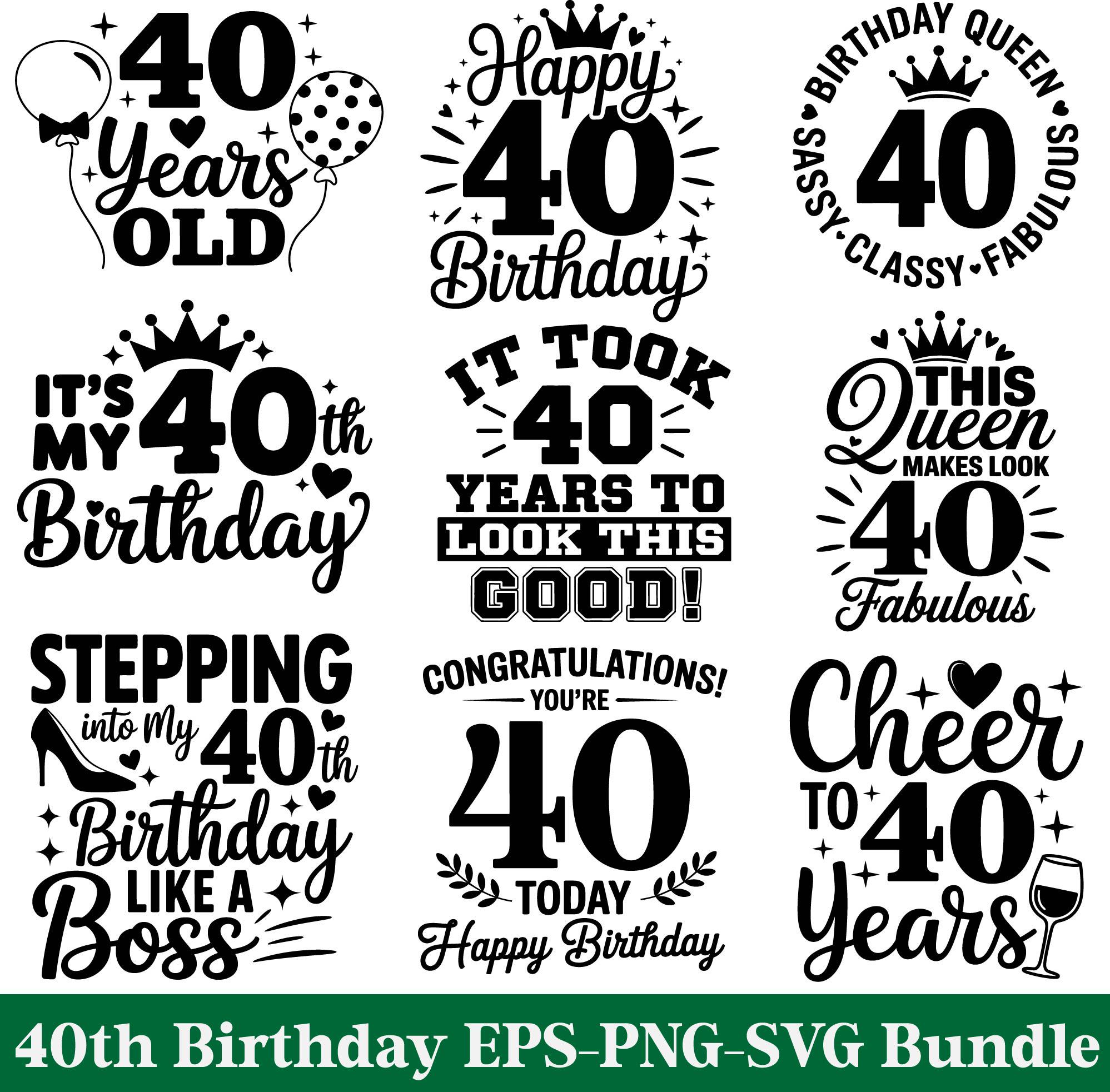 40th Birthday SVG Bundle, 40 Svg, It's My Birthday Svg, 40th Birthday ...