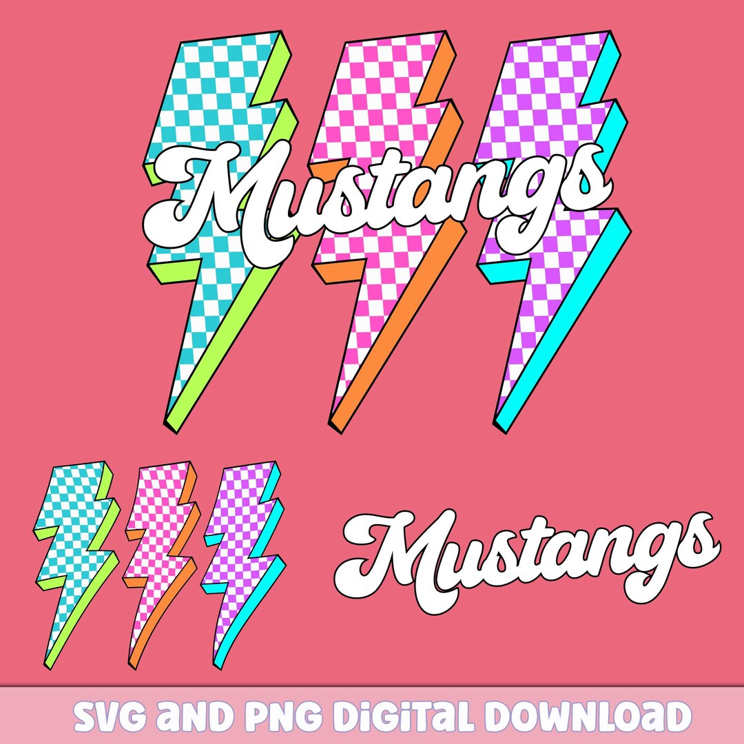 Mustangs Png, Checkered Png, Retro Mustangs Sublimation, Game Day Png ...