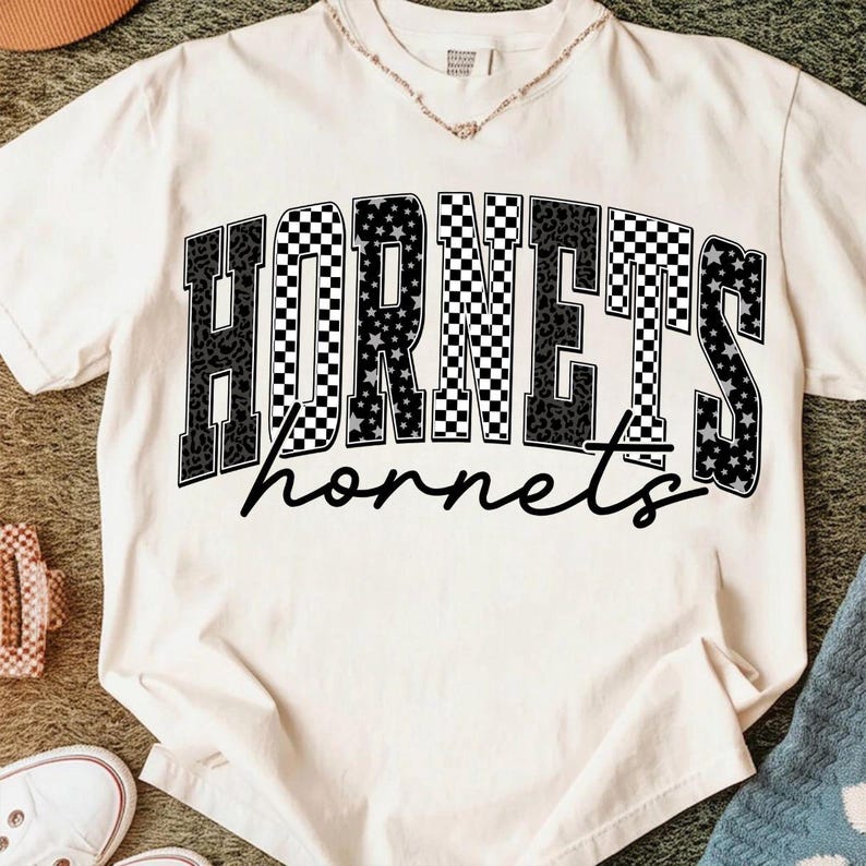 Hornets PNG, Retro Hornets Checkerboard Leopard Star Letters, School ...