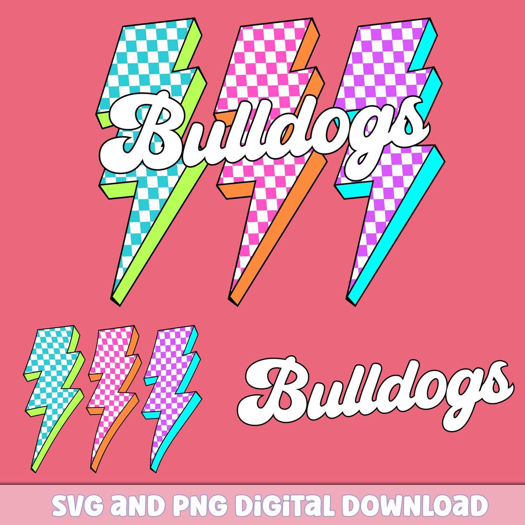 Retro Checkered Lightning Bolt: Bulldogs SVG PNG (digital Download)) - Etsy