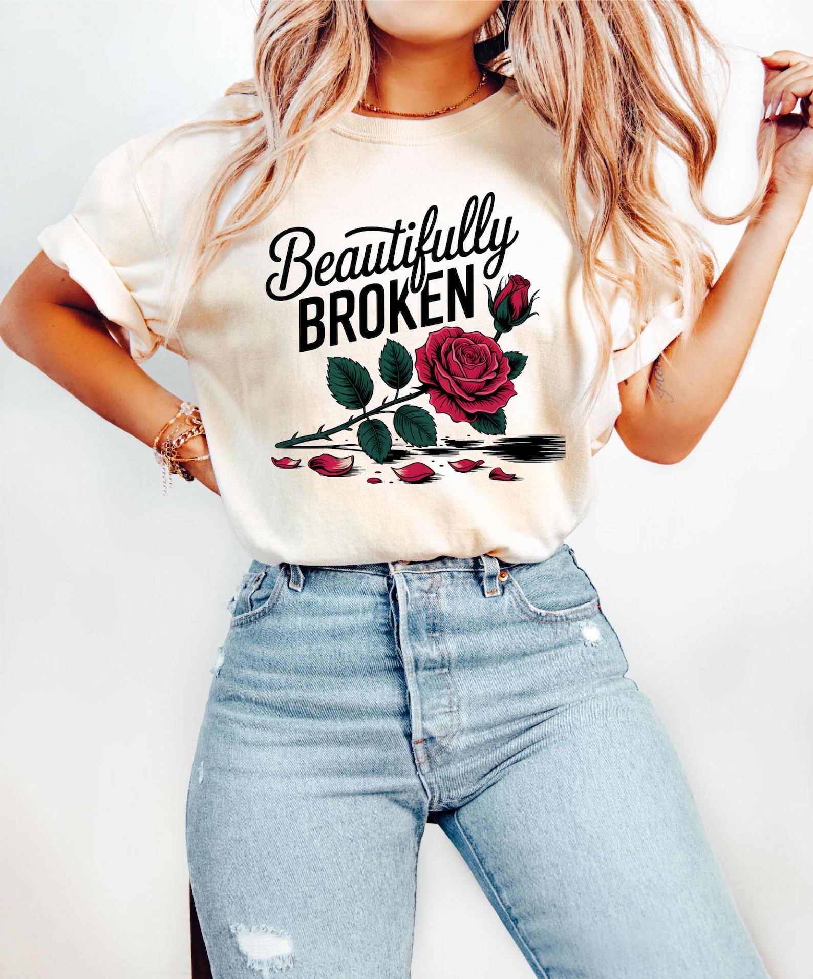Beautifully Broken Png, Red Rose Shirt Png, Heartbreak Rose Png ...