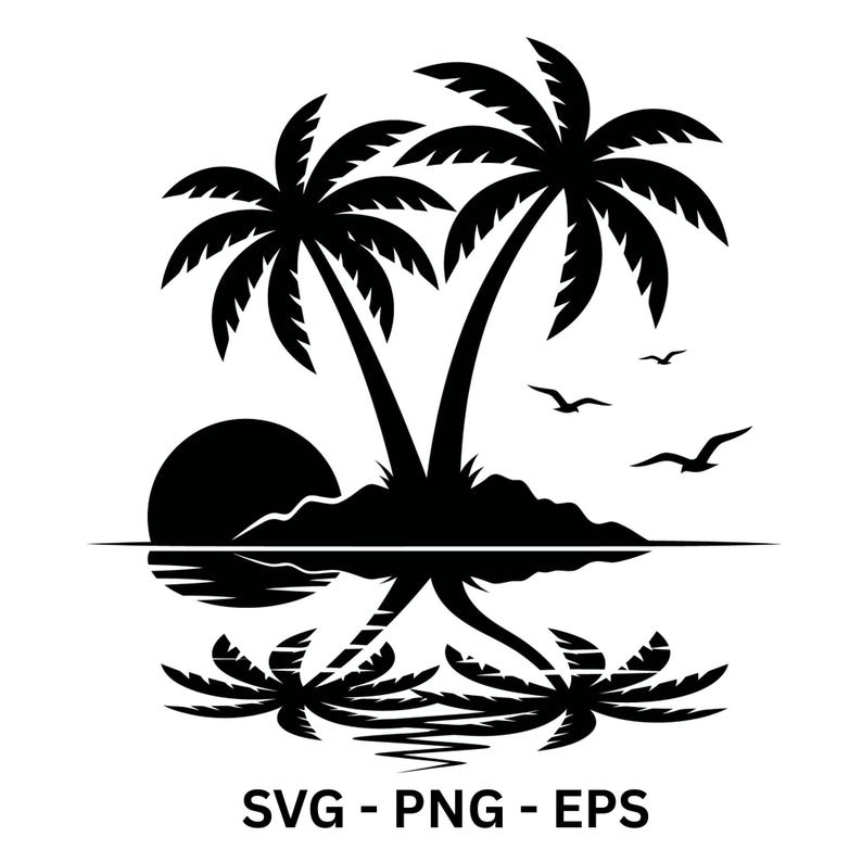 Palm Trees Svg Png, Beach Anniversary Svg, Tropical Island, Ocean ...