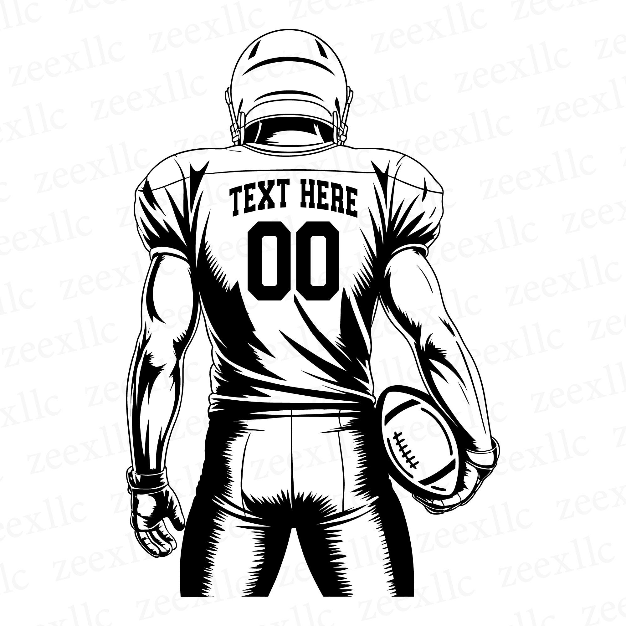 Custom Football Player SVG: Personalized Name & Number (digital ...