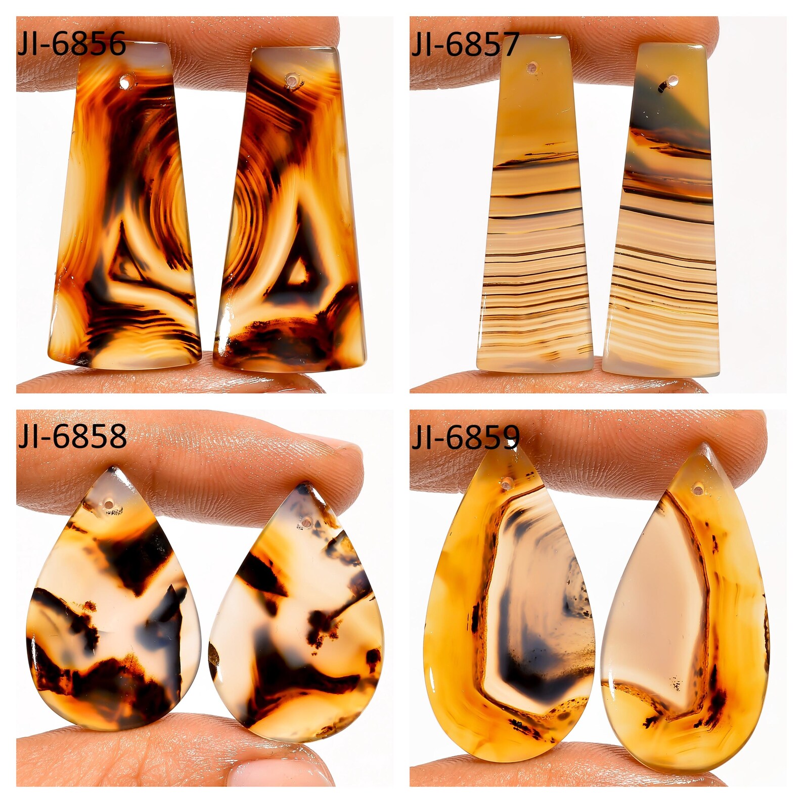 Natural Montana Agate Fancy Shape Front Drilled Smooth Cabochon ...
