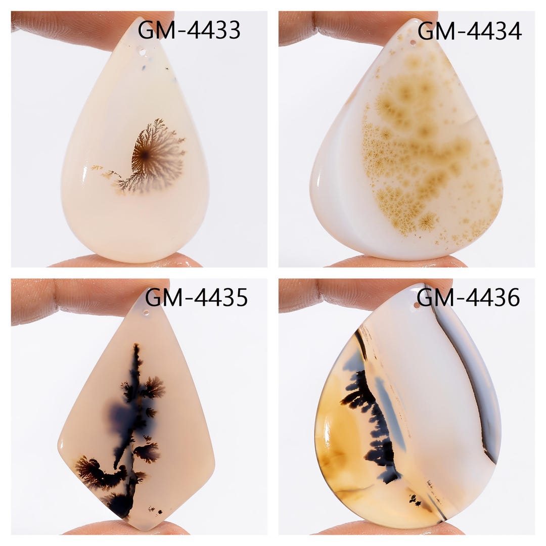 Natural Dendrite Agate Fancy Shape Drilled Cabochon Single Pieces, Semi ...