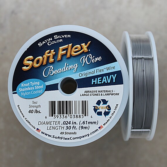 Soft Flex Satin Silver Heavy Size Beading Wire 30 Foot Spool | Etsy