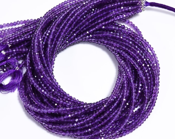 Amethyst Micro Faceted Rondelle Shape 2.95mm, Semi-precious Gemstones ...