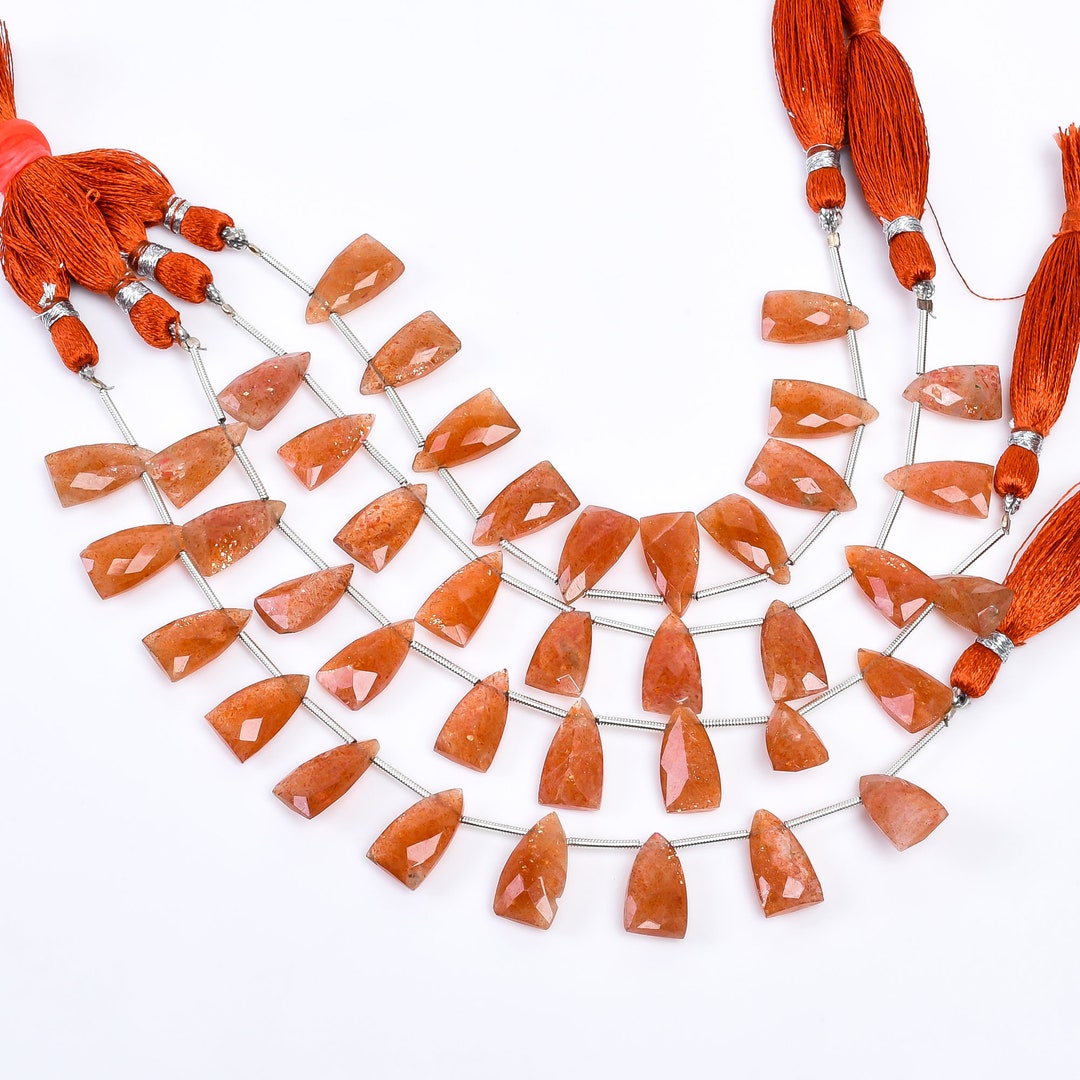 Sunstone Faceted Triangle Shape Briolette 8mm X 15mm, Semi-precious ...
