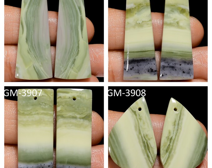 Natural Serpentine Fancy Shape Drilled Cabochon Matching Pairs, Semi ...